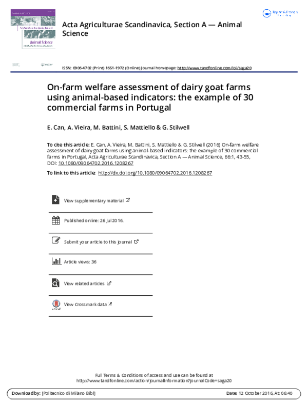 (PDF) On-farm welfare assessment of dairy goat farms using animal-based ...