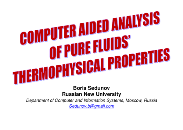 (PDF) Computer aided analysis of pure fluids’ thermophysical properties