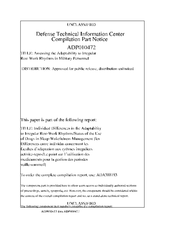 (PDF) Assessing the Adaptability to Irregular Rest-Work Rhythms in ...