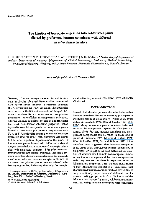 (PDF) The kinetics of leucocyte migration into rabbit knee joints ...
