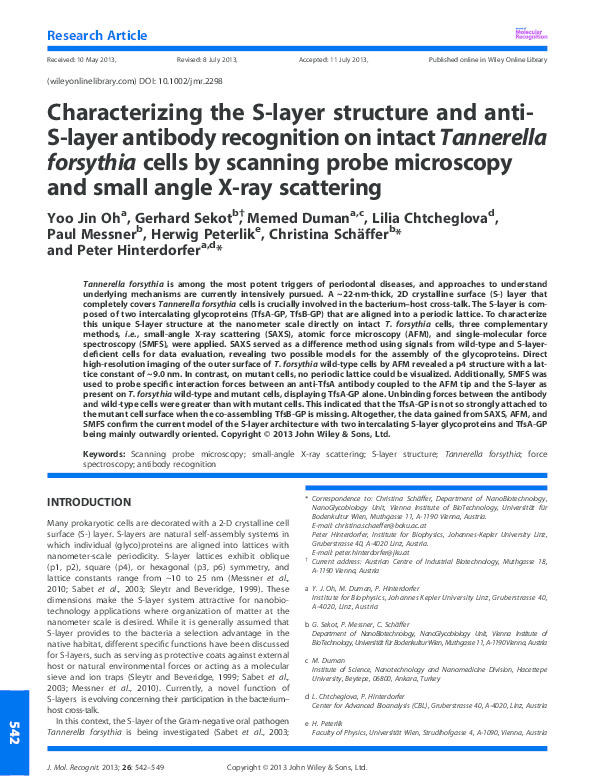 (PDF) Characterizing the S-layer structure and anti-S-layer antibody ...