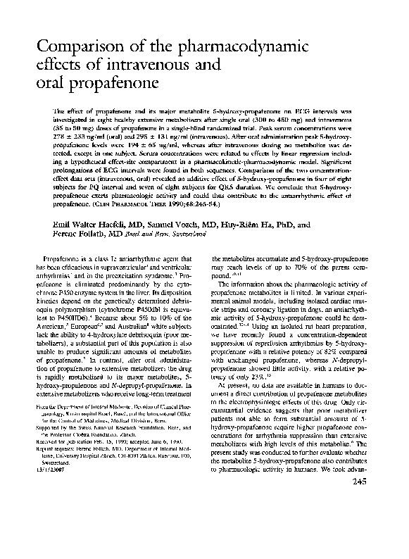 (PDF) Comparison of the pharmacodynamic effects of intravenous and oral ...