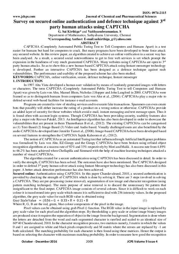 (PDF) Survey on secured online authentication and defence technique against 3 rd party human ...