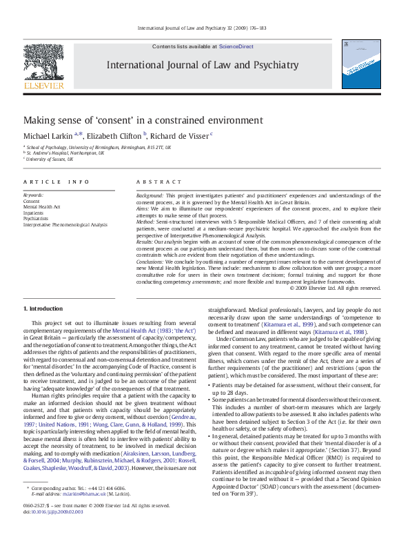 Pdf Making Sense Of ‘consent In A Constrained Environment 