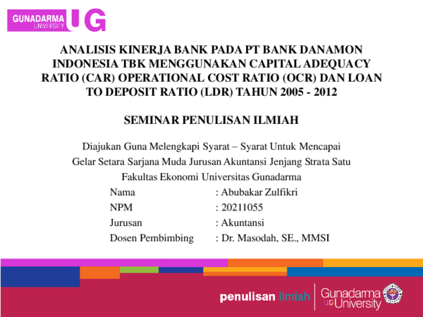 (PDF) ANALISIS KINERJA BANK PADA PT BANK DANAMON INDONESIA TBK MENGGUNAKAN CAPITAL ADEQUACY ...
