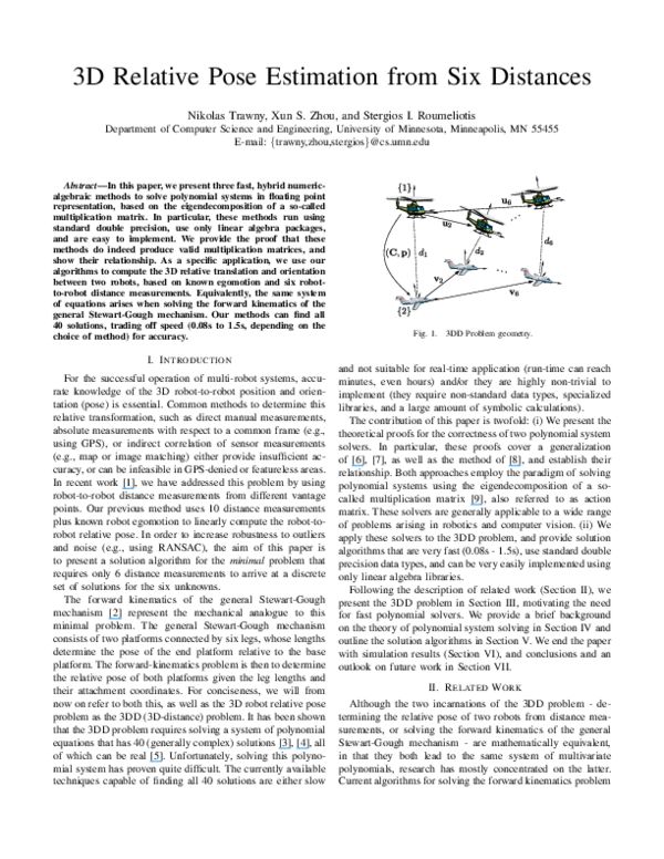 (PDF) 3D relative pose estimation from six distances