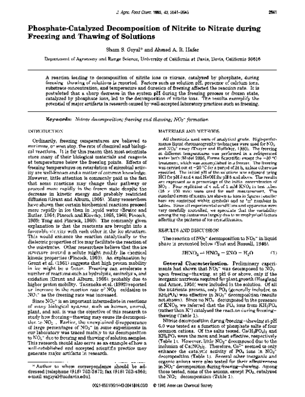 (PDF) Phosphate-Catalyzed Decomposition of Nitrite to Nitrate during ...