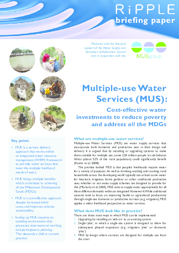 (PDF) Multiple-use Water Services (MUS): Cost-effective water ...