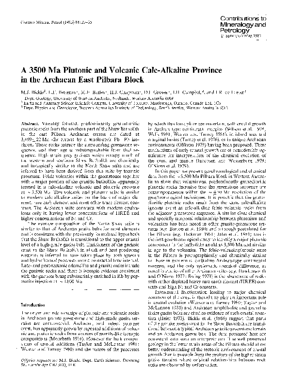 (PDF) A 3500 Ma plutonic and volcanic calc-alkaline province in the ...