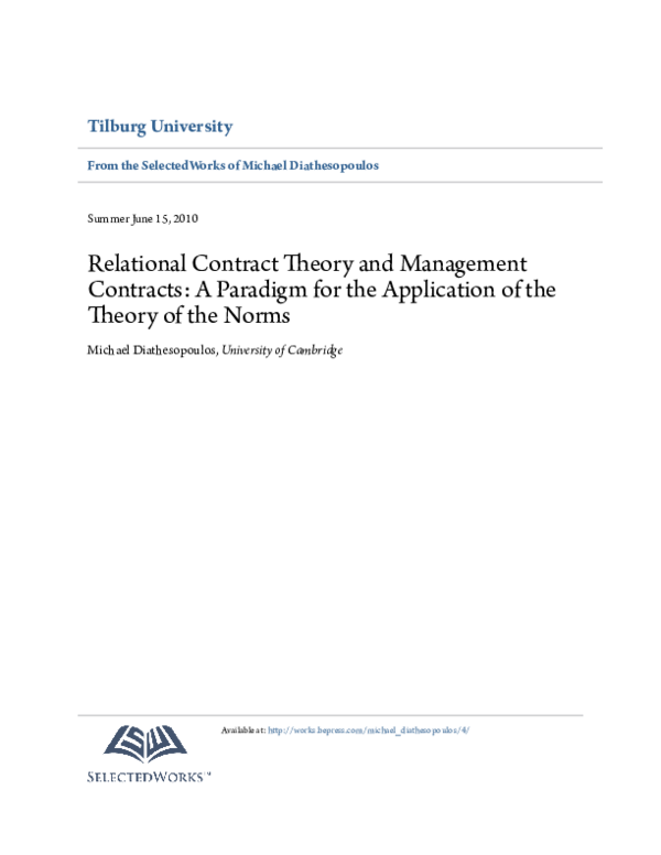 (PDF) Relational contract theory and management contracts: A paradigm ...
