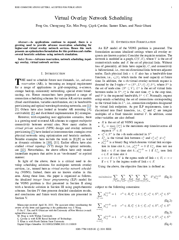 (PDF) Virtual Overlay Network Scheduling