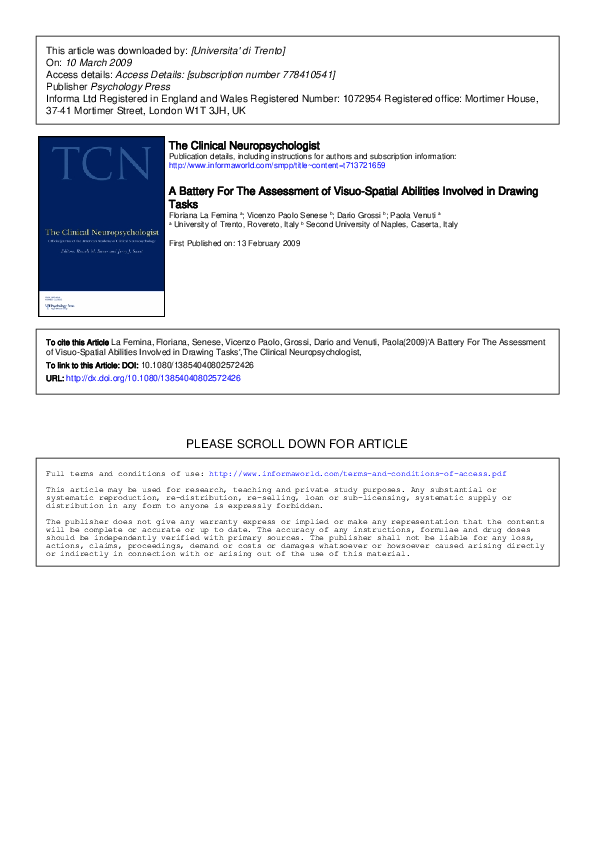 PDF A Battery For The Assessment Of VisuoSpatial Abilities Involved PDF A Battery For The Assessment Of VisuoSpatial Abilities Involved