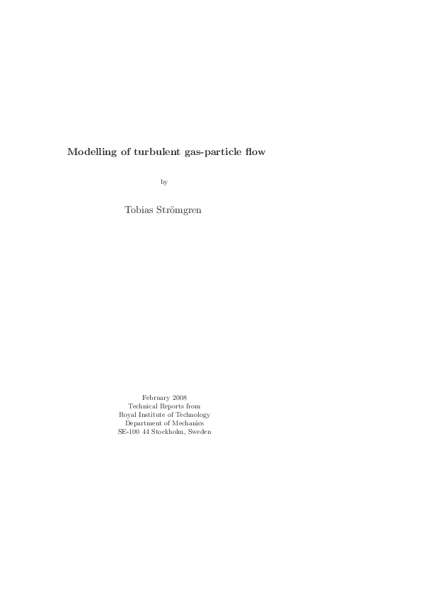 Pdf Modelling Of Turbulent Gas Particle Flow