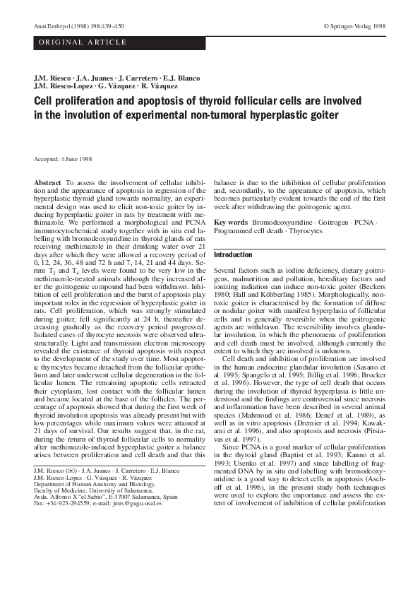 (PDF) Cell proliferation and apoptosis of thyroid follicular cells are ...