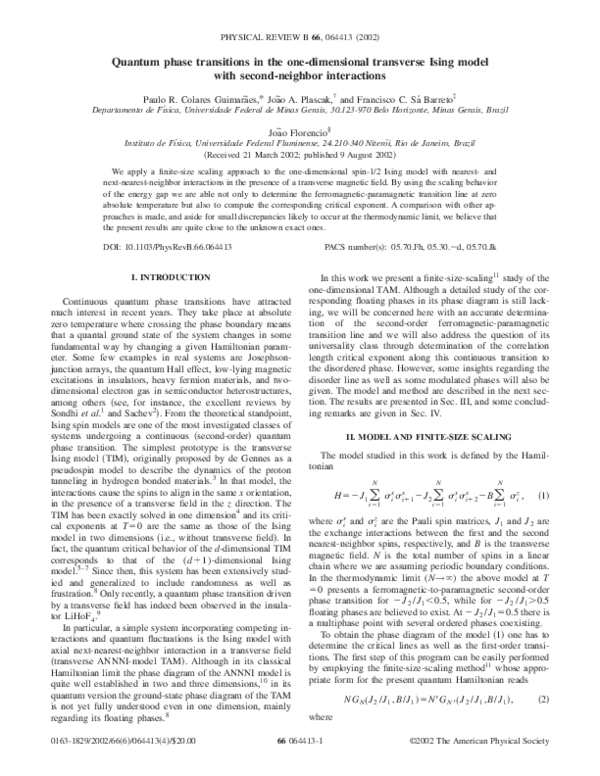 (PDF) Quantum phase transitions in the one-dimensional transverse Ising model with second ...