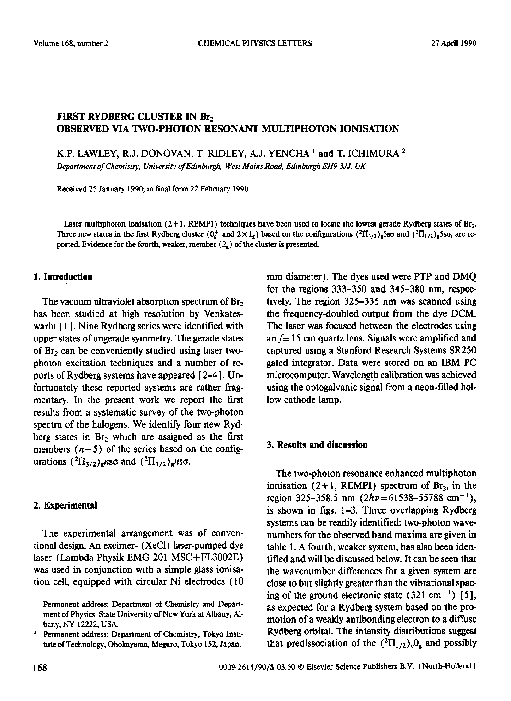 (PDF) First Rydberg cluster in Br2 observed via two-photon resonant ...