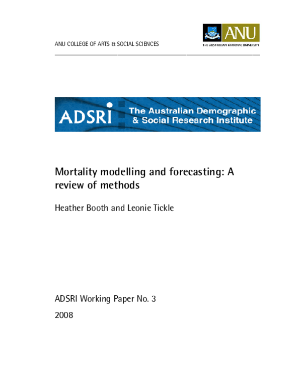 Pdf Mortality Modelling And Forecasting A Review Of Methods