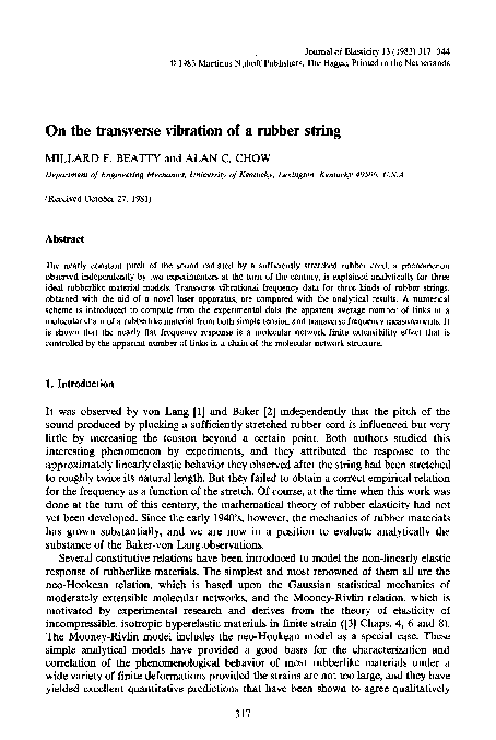 (PDF) On the transverse vibration of a rubber string