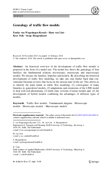 Pdf Genealogy Of Traffic Flow Models
