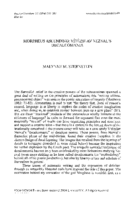 (PDF) Morpheus Ascending: Vítězslav Nezval's Decalcomania