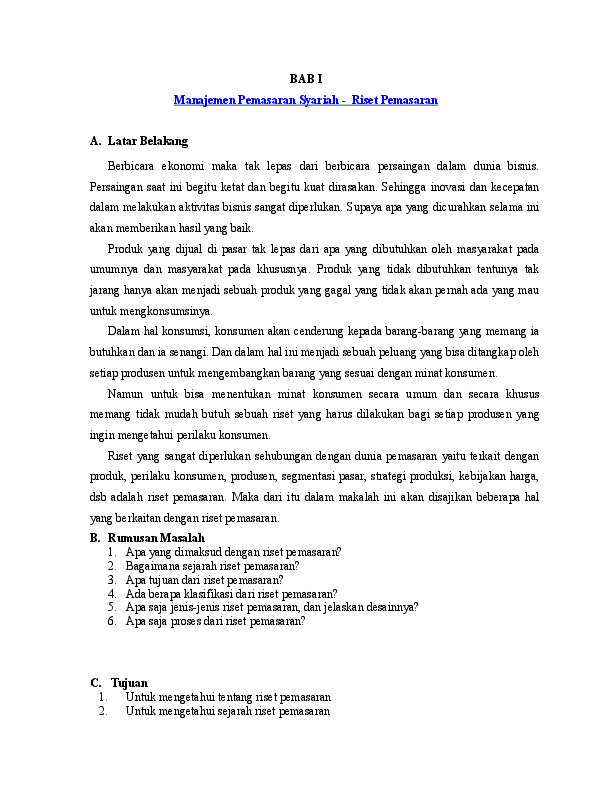 (DOC) BAB I Manajemen Pemasaran Syariah -Riset Pemasaran