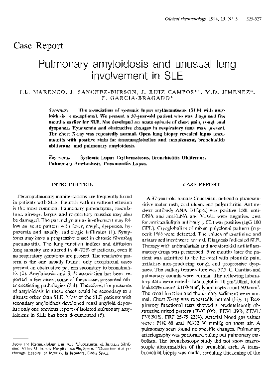 (PDF) Pulmonary amyloidosis and unusual lung involvement in SLE