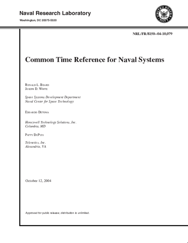 (PDF) Common Time Reference for Naval Systems