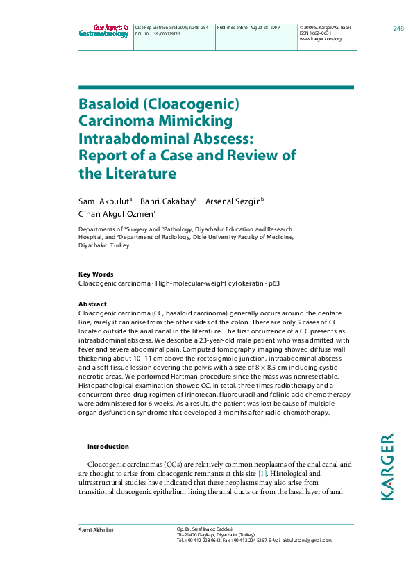 (PDF) Basaloid (Cloacogenic) Carcinoma Mimicking Intraabdominal Abscess ...