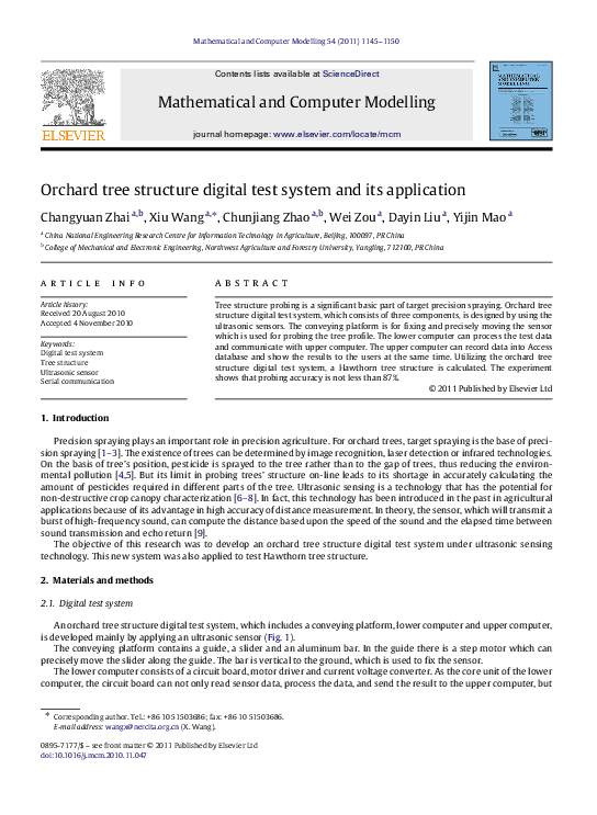 (PDF) Orchard tree structure digital test system and its application