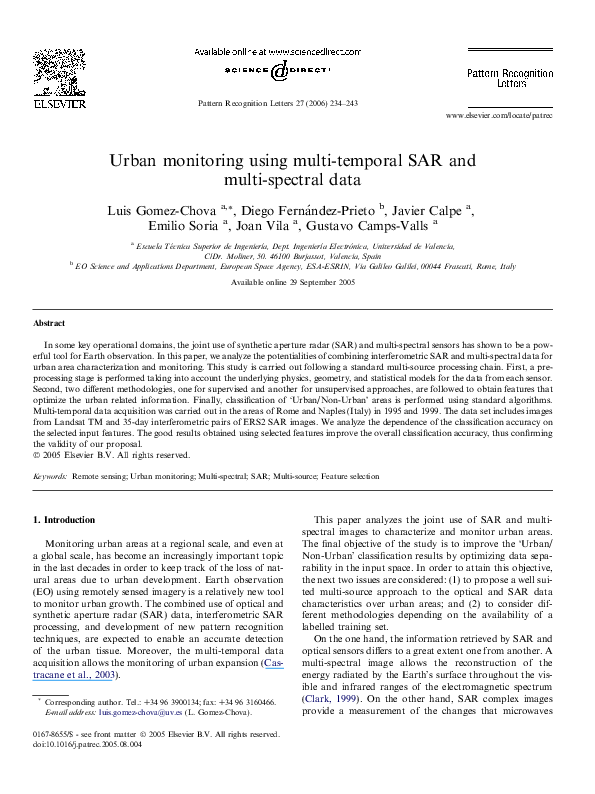 (PDF) Urban monitoring using multi-temporal SAR and multi-spectral data