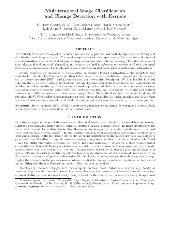 (PDF) Multitemporal image classification and change detection with kernels