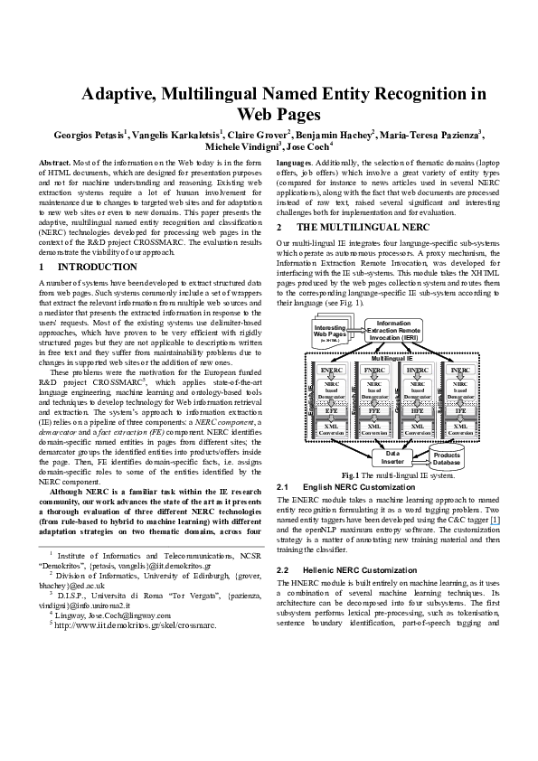 Pdf Adaptive Multilingual Named Entity Recognition In Web Pages