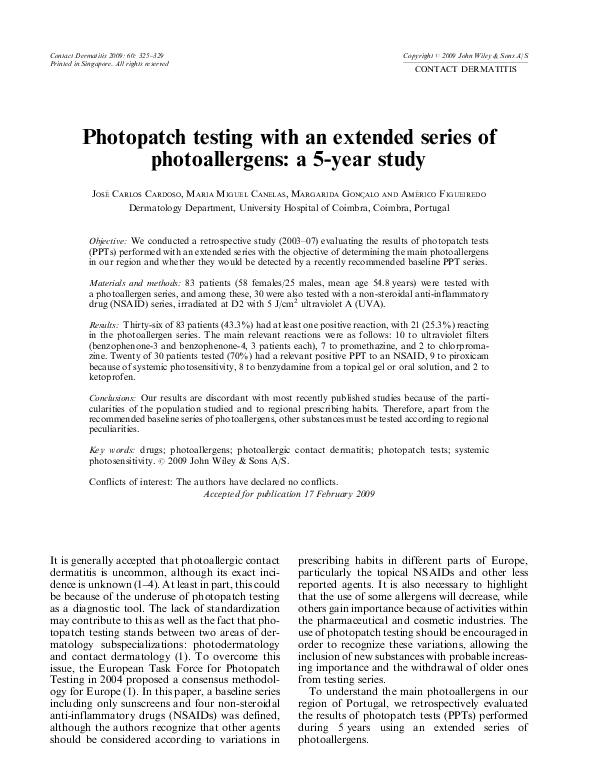 (PDF) Photopatch testing with an extended series of photoallergens: a 5 ...