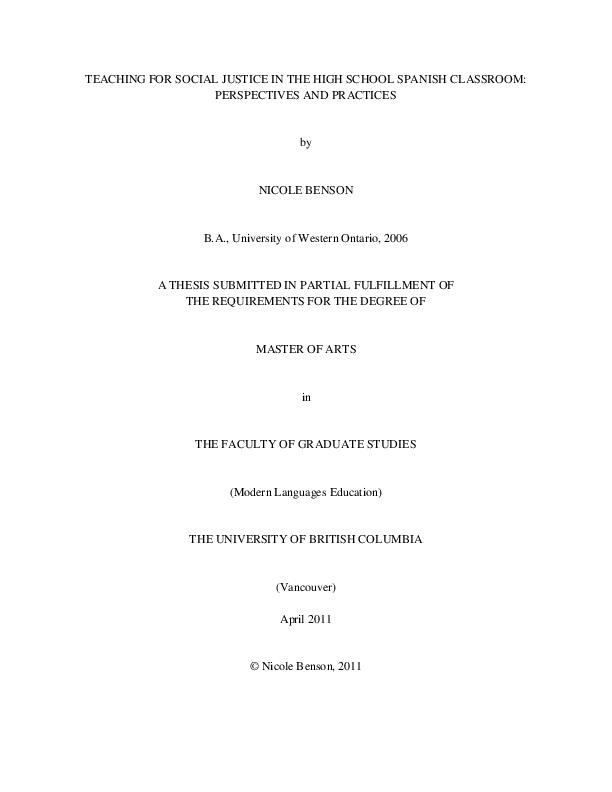 (PDF) Teaching for Social Justice in the High School Spanish Classroom ...