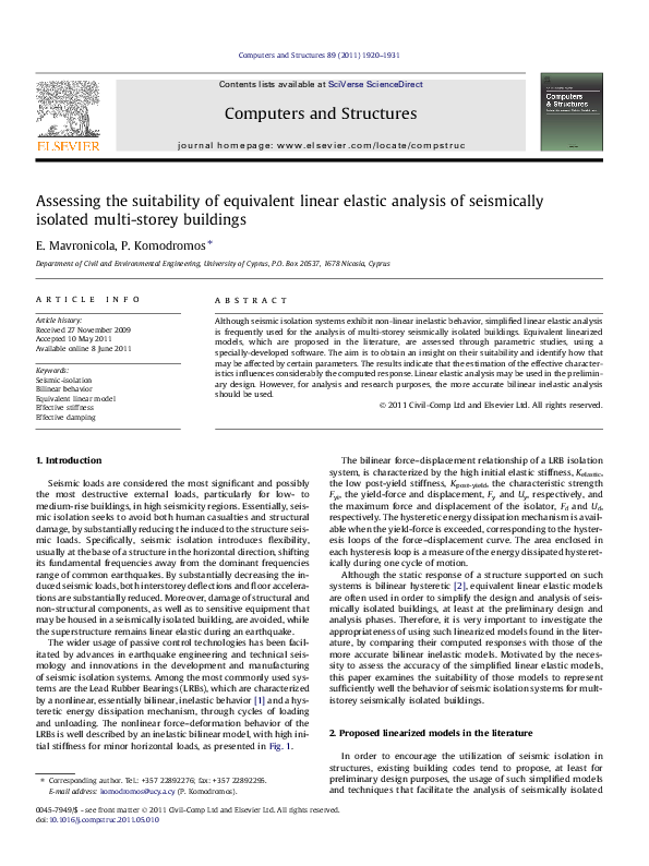 Pdf Assessing The Suitability Of Equivalent Linear Elastic Analysis