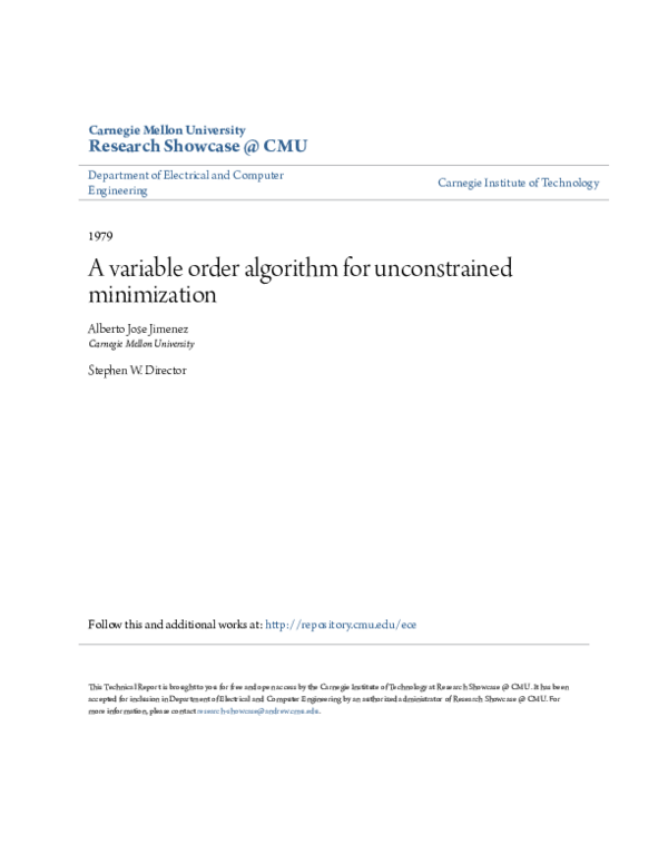 Pdf A Variable Order Algorithm For Unconstrained Minimization Stephen Director