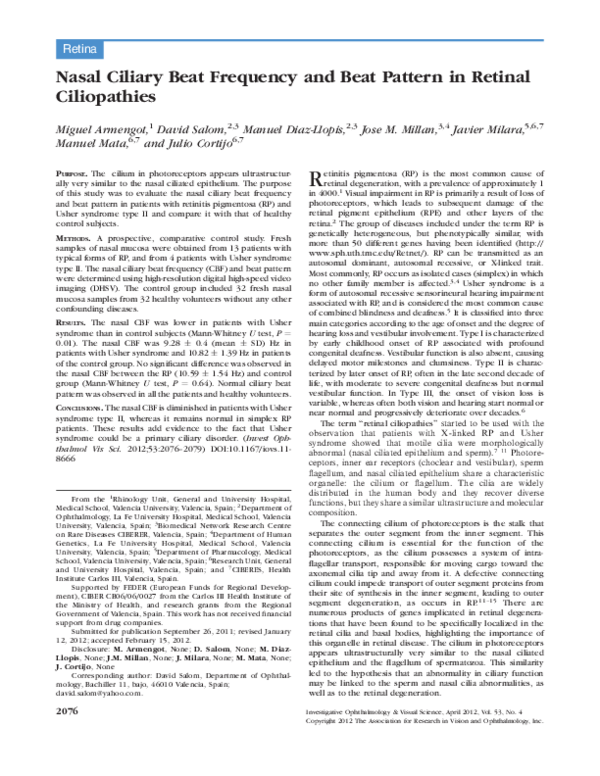 (PDF) Nasal Ciliary Beat Frequency and Beat Pattern in Retinal Ciliopathies