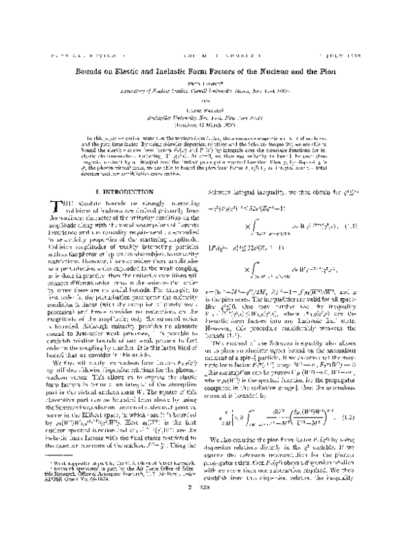 (PDF) Bounds on Elastic and Inelastic Form Factors of the Nucleon and ...