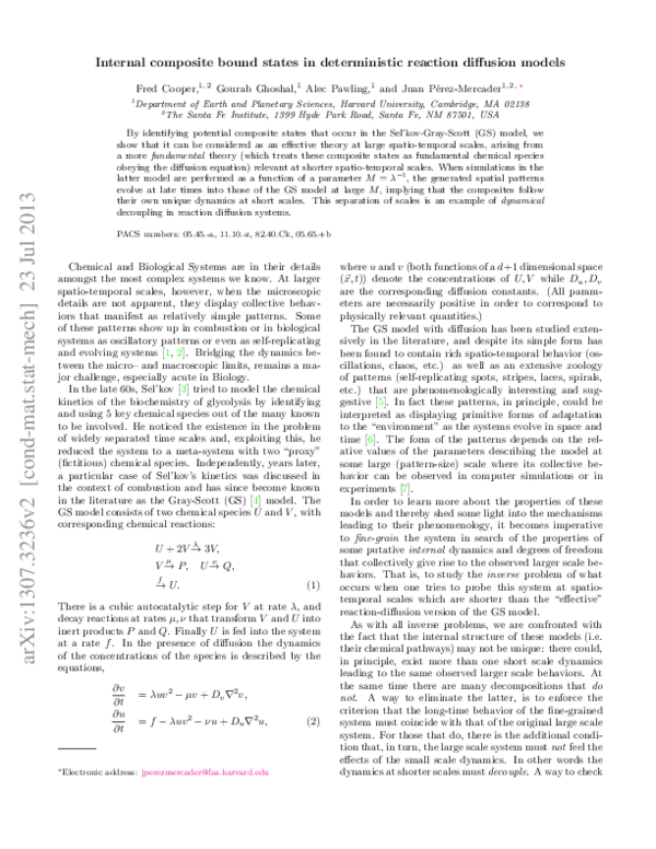 (PDF) Internal Composite Bound States in Deterministic Reaction ...