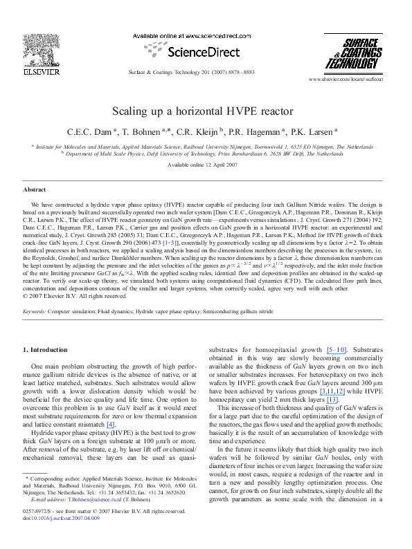 (PDF) Scaling up a horizontal HVPE reactor