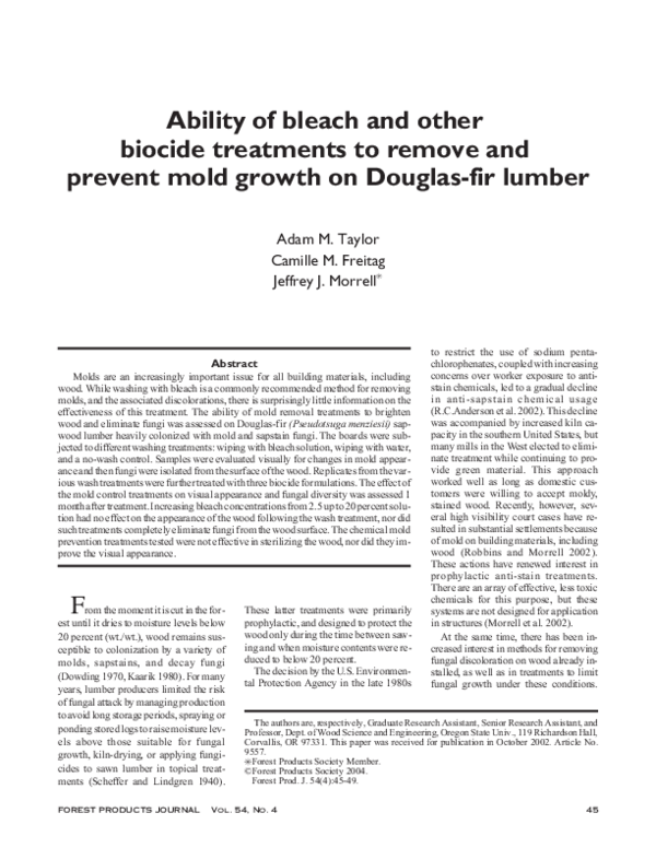 (PDF) Ability of bleach and other biocide treatments to remove and ...