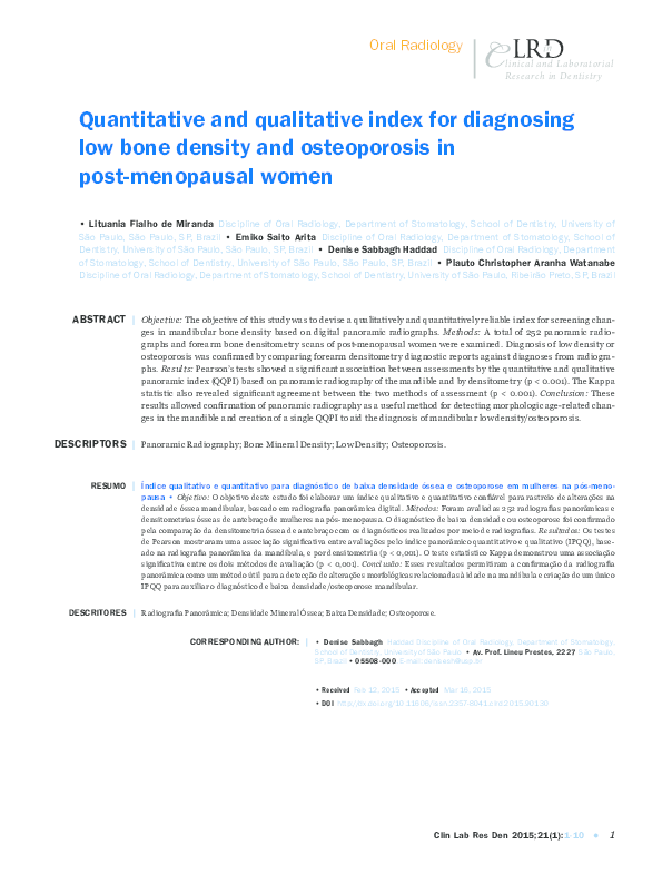 (PDF) Quantitative and qualitative index for diagnosing low bone ...