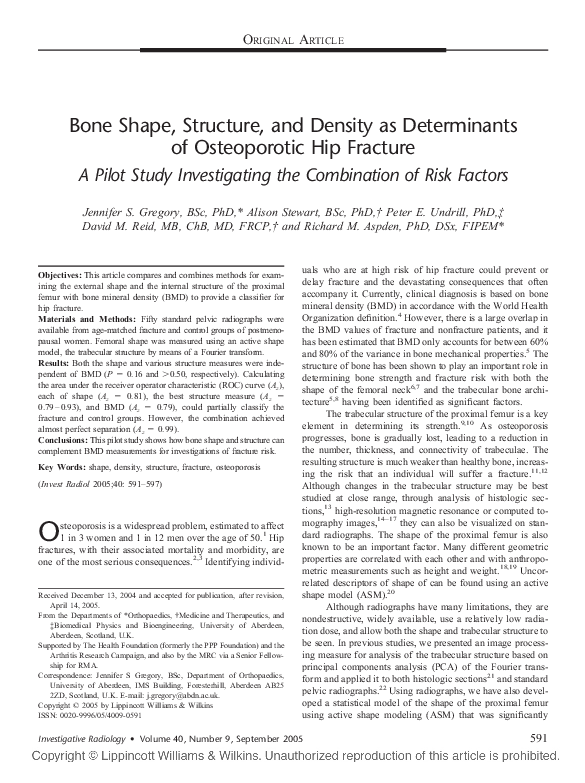 Pdf Bone Shape Structure And Density As Determinants Of