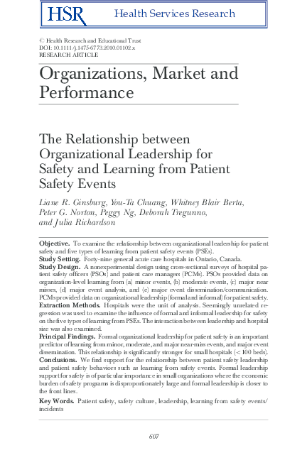 (PDF) The Relationship between Organizational Leadership for Safety and ...