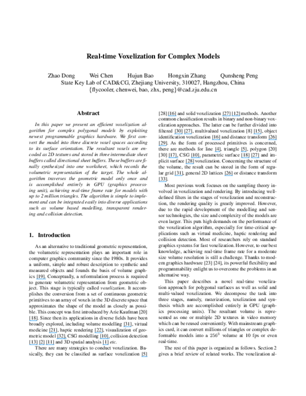 (PDF) Real-time Voxelization for Complex Polygonal Models