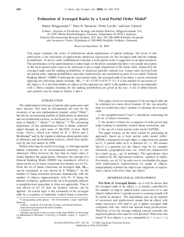 Pdf Estimation Of Averaged Ranks By A Local Partial Order Model