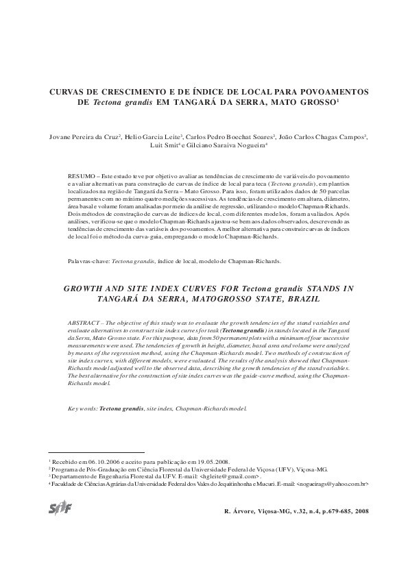 (PDF) Curvas de crescimento e de índice de local para povoamentos de ...