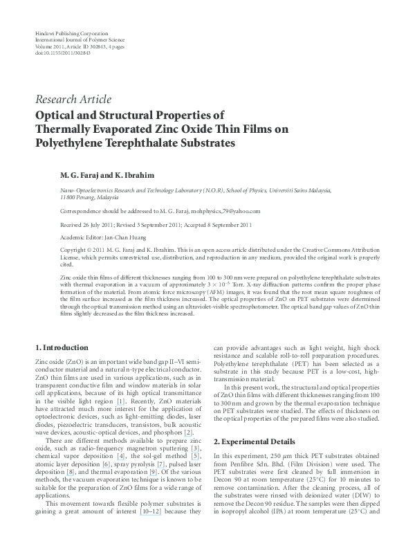 (PDF) Optical and structural properties of thermally evaporated cadmium sulphide thin films on ...
