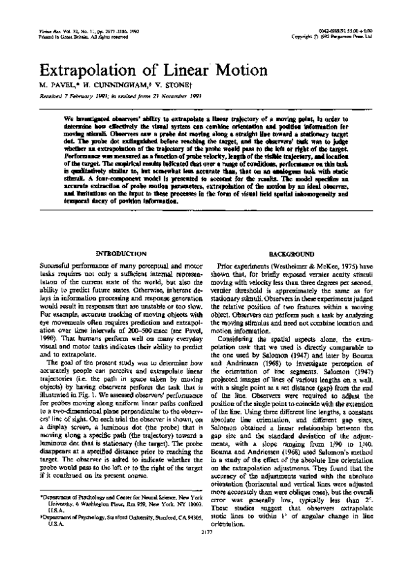 (PDF) Extrapolation of linear motion