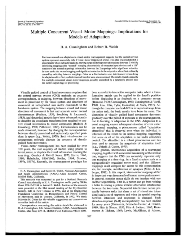 Pdf Multiple Concurrent Visualmotor Mappings Implications For Models Of Adaptation